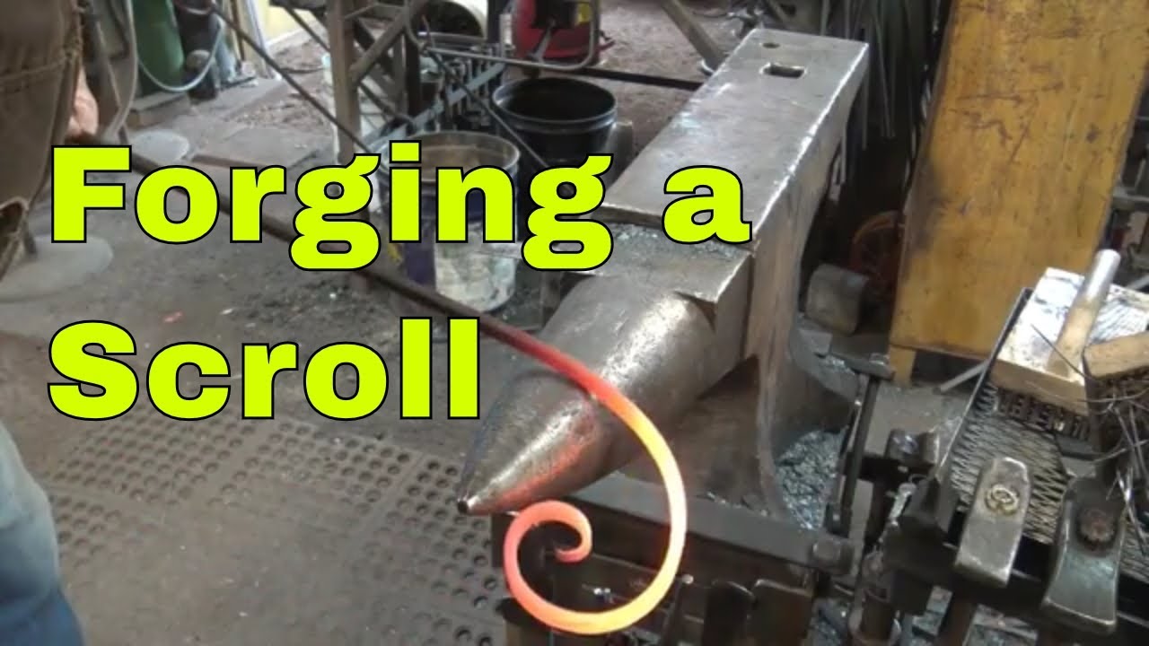 Forging a ribbon scroll - window grill project - YouTube