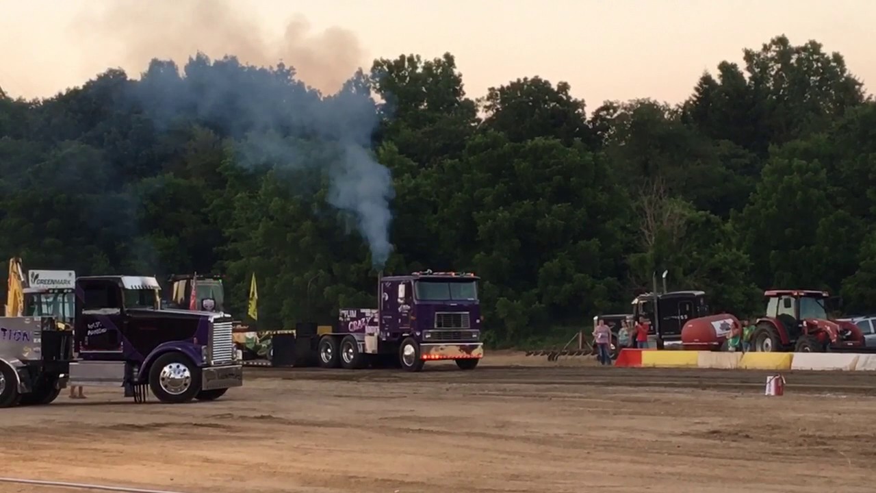 Plum Crazy semi sled pull K19 cummins - YouTube