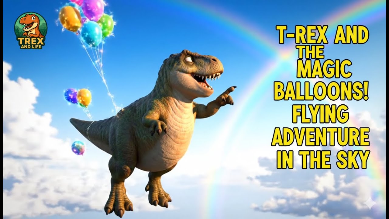 T-Rex and the Magic Balloons!🎈 Flying Adventure in the Sky | Funny ...