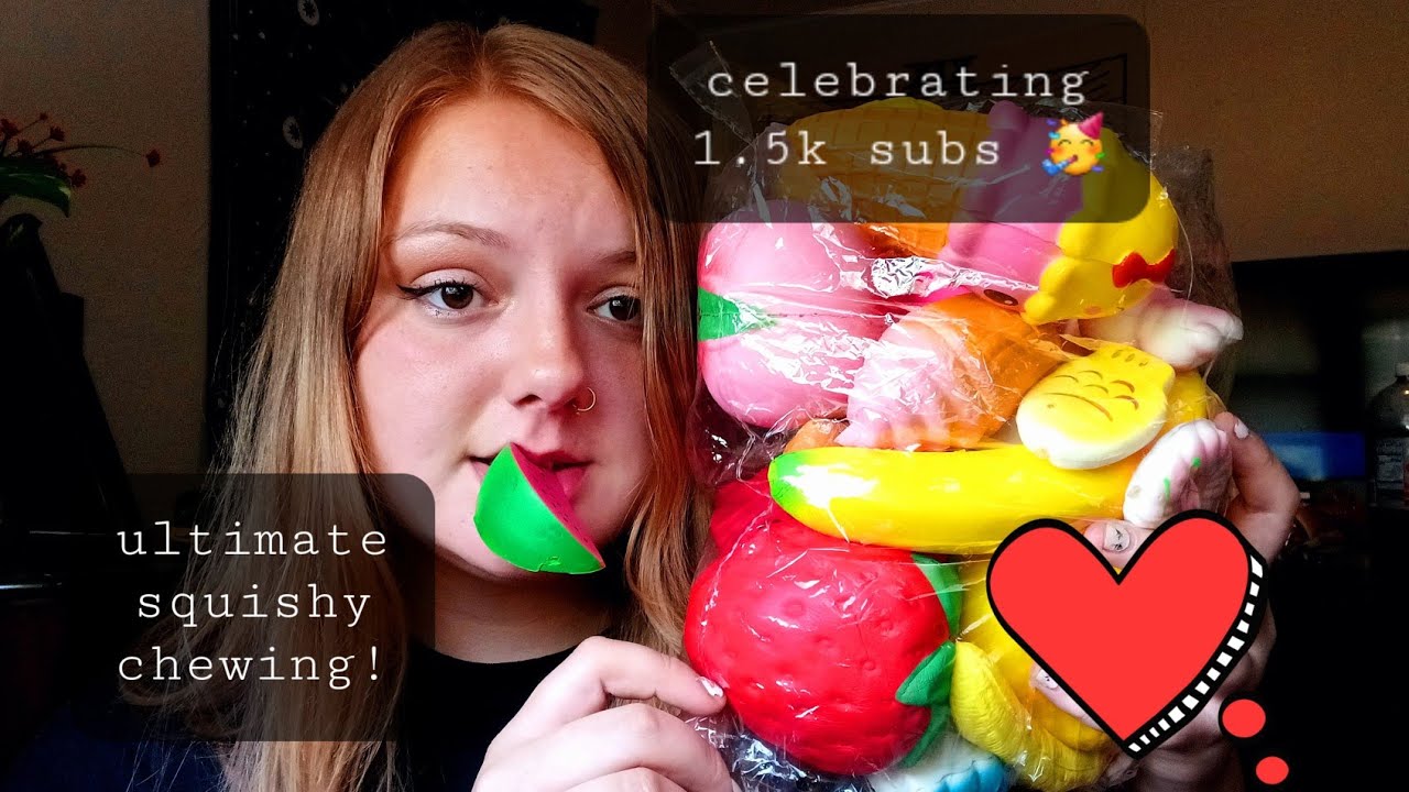 ASMR- Squishy Chewing for 1.5k Subs!!! (ALL my squishies) - YouTube