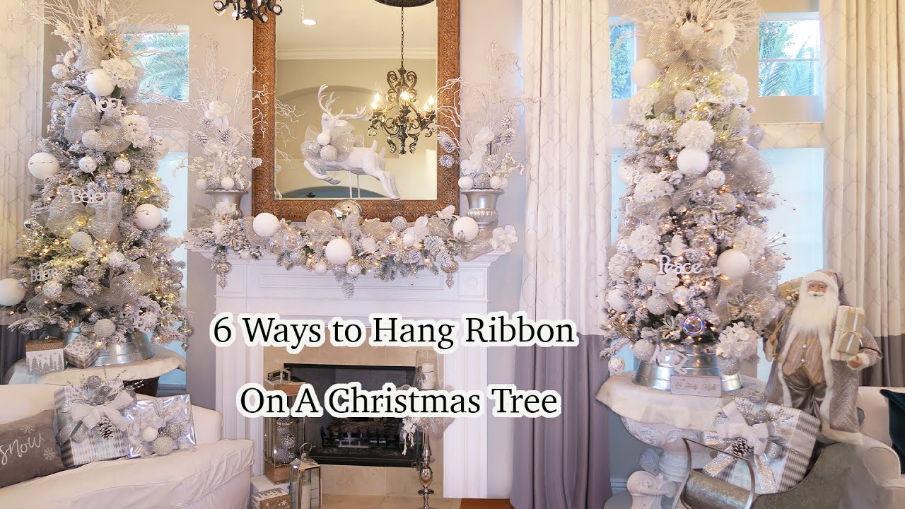 HOW TO HANG RIBBON ON A CHRISTMAS TREE // 6 WAYS TO HANG RIBBON ON A ...