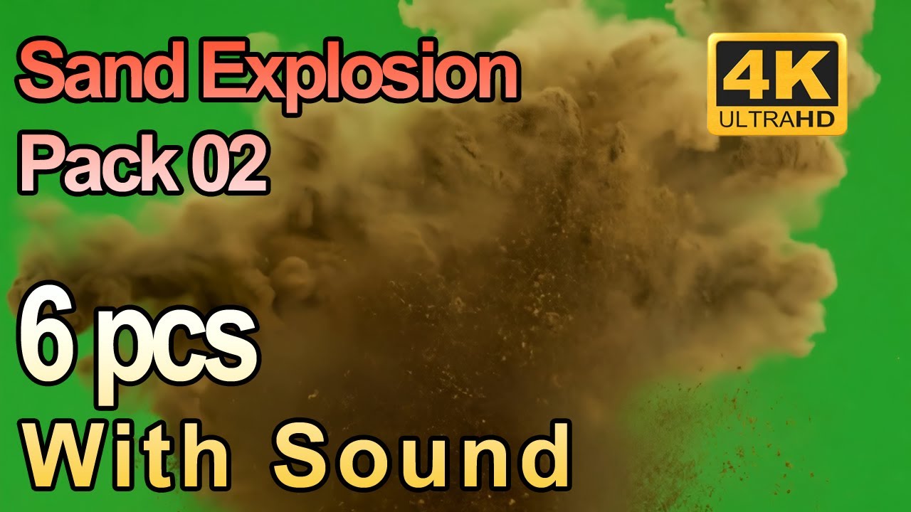 6 pcs Sounded Sand Explosion Effect Videos Pack02- Green Screen - 4K ...