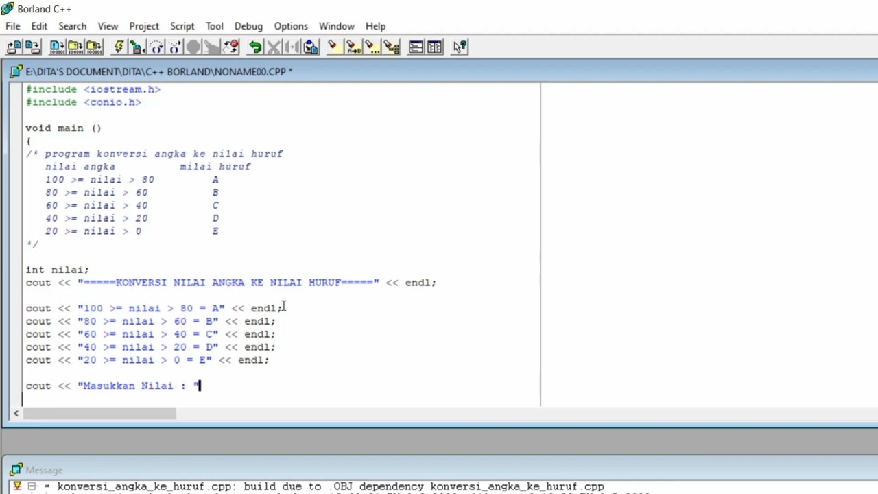 PROGRAM KONVERSI NILAI ANGKA KE NILAI HURUF - YouTube