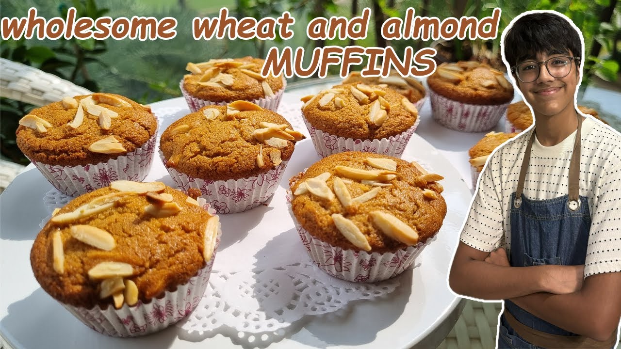Jaggery And Wheat Almond Muffins || Eggless Healthy Muffin Recipe ...