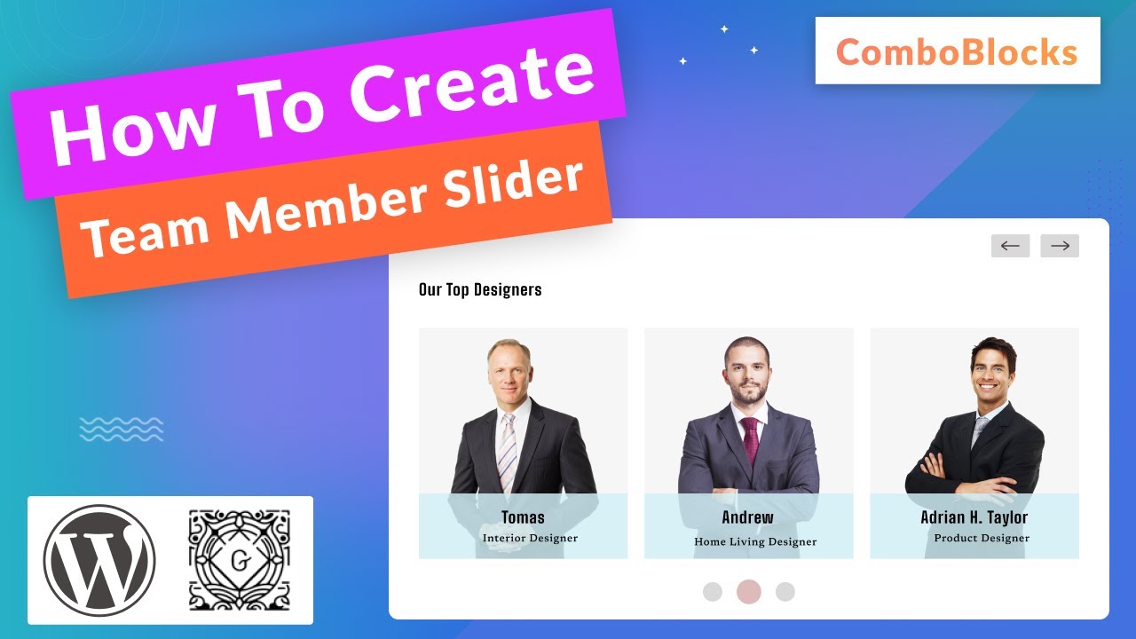 how to create team member slider In Gutenberg? - YouTube