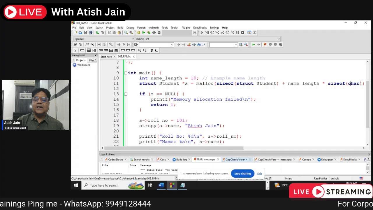 Flexible Array Members (FAM) in C | Dynamic Memory Allocation Explained - YouTube