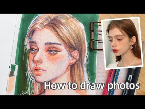 How to draw a photo | EASY Portrait |Markers &Color pencils#drawing # ...