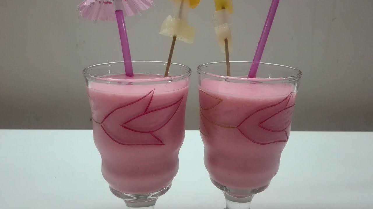 Fruit Cocktail Shake With Strawberry Jello | Ramadan Special Drink ...