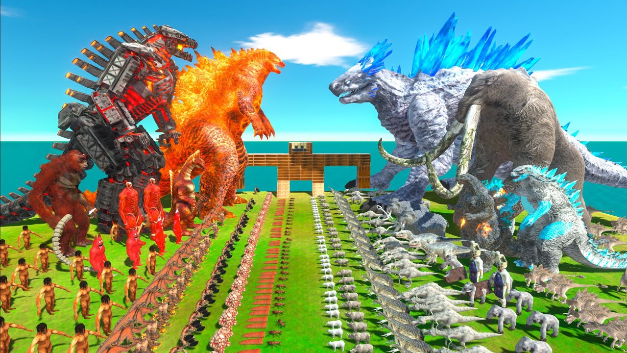 Fire Ice War - Team Fire Godzilla x Mechagodzilla VS Team Ice SHIMO x ...