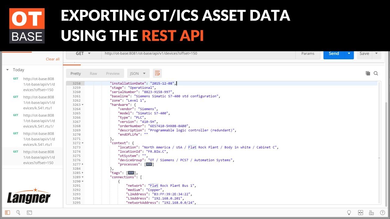 Exporting OT/ICS asset data using the REST API of OTbase - YouTube
