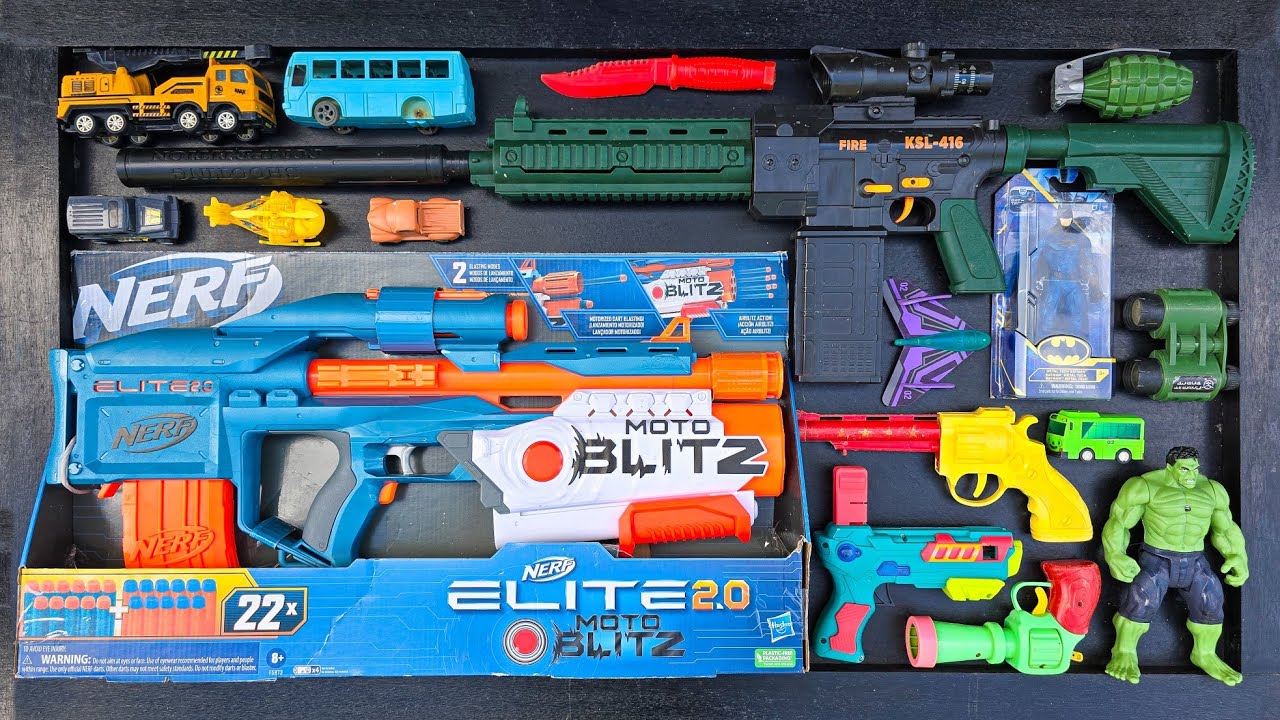 Collecting Senapan NERF war GUNS, Senapan Pistol, Gear Light AK47 Gun ...