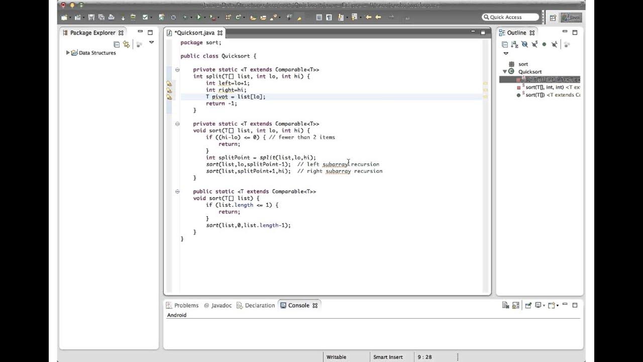 Quicksort Part 2 - Implementation - YouTube
