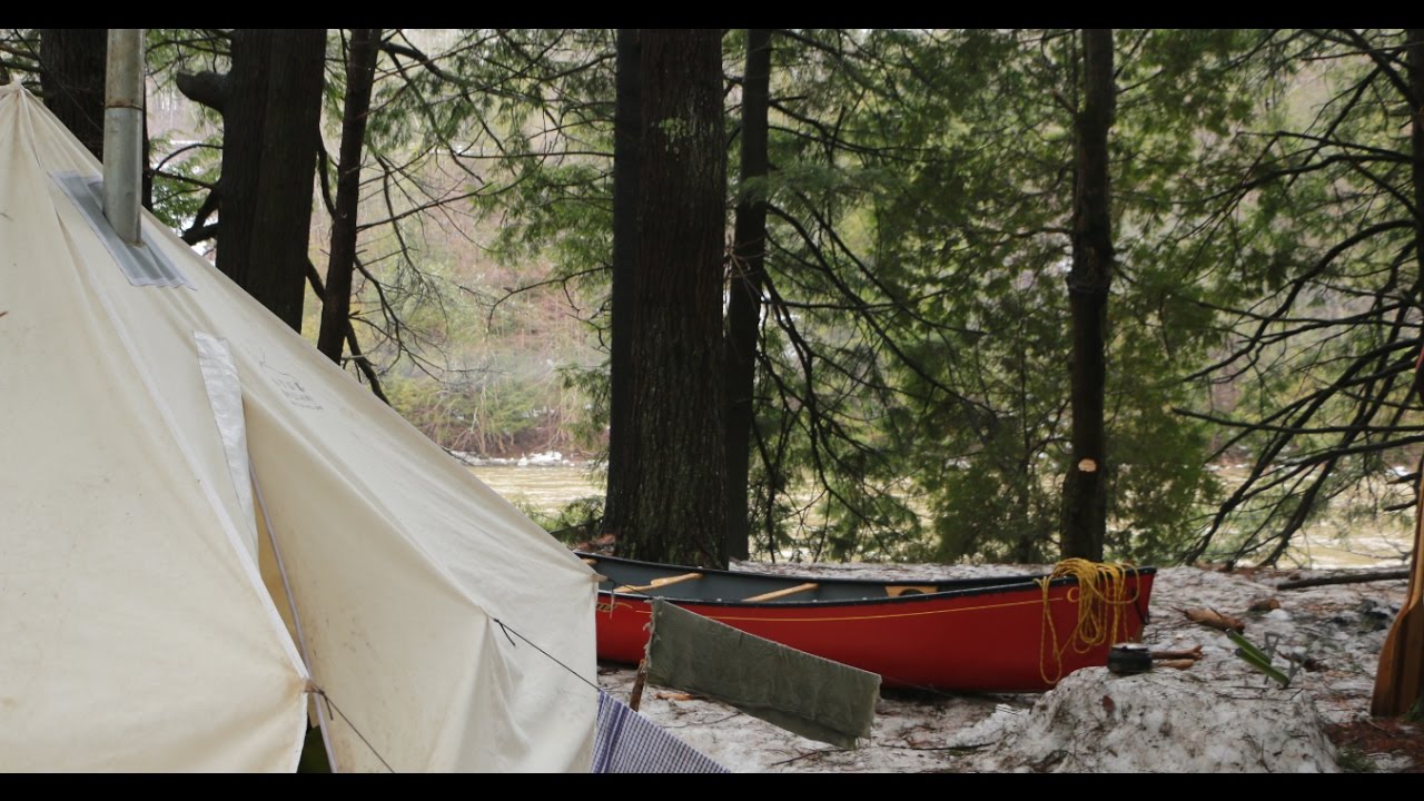 SPRING BUSHCRAFT CANOE CAMPING - YouTube