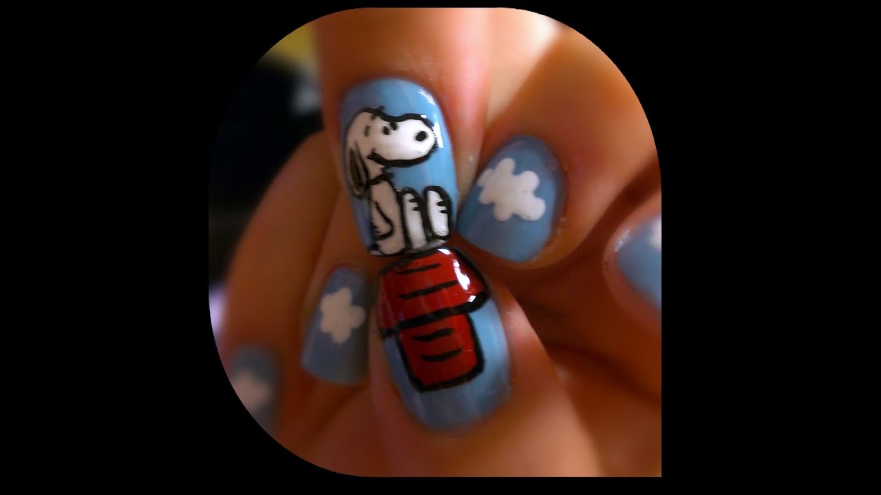 Tutorial uñas de Snoopy Paso a Paso - Snoopy Nail Art - YouTube