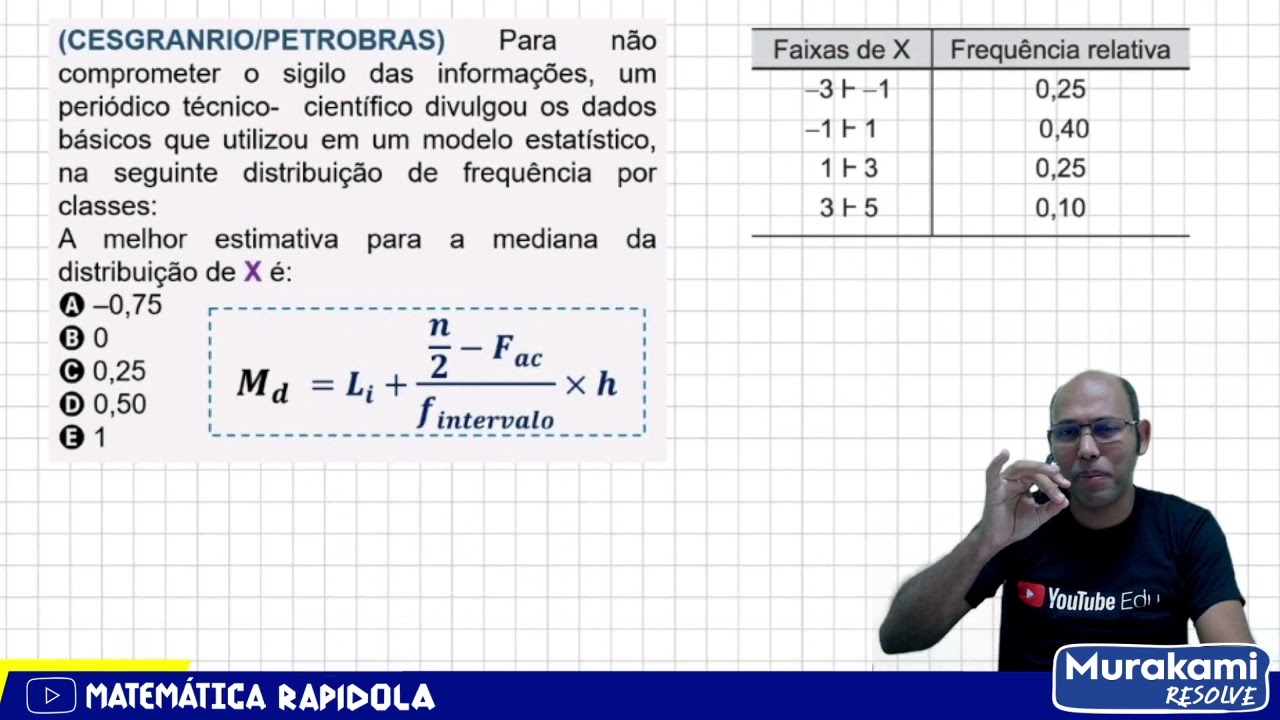 MEDIANA PARA DADOS AGRUPADOS EM CLASSES INTRODUÇÃO À ESTATÍSTICA - YouTube