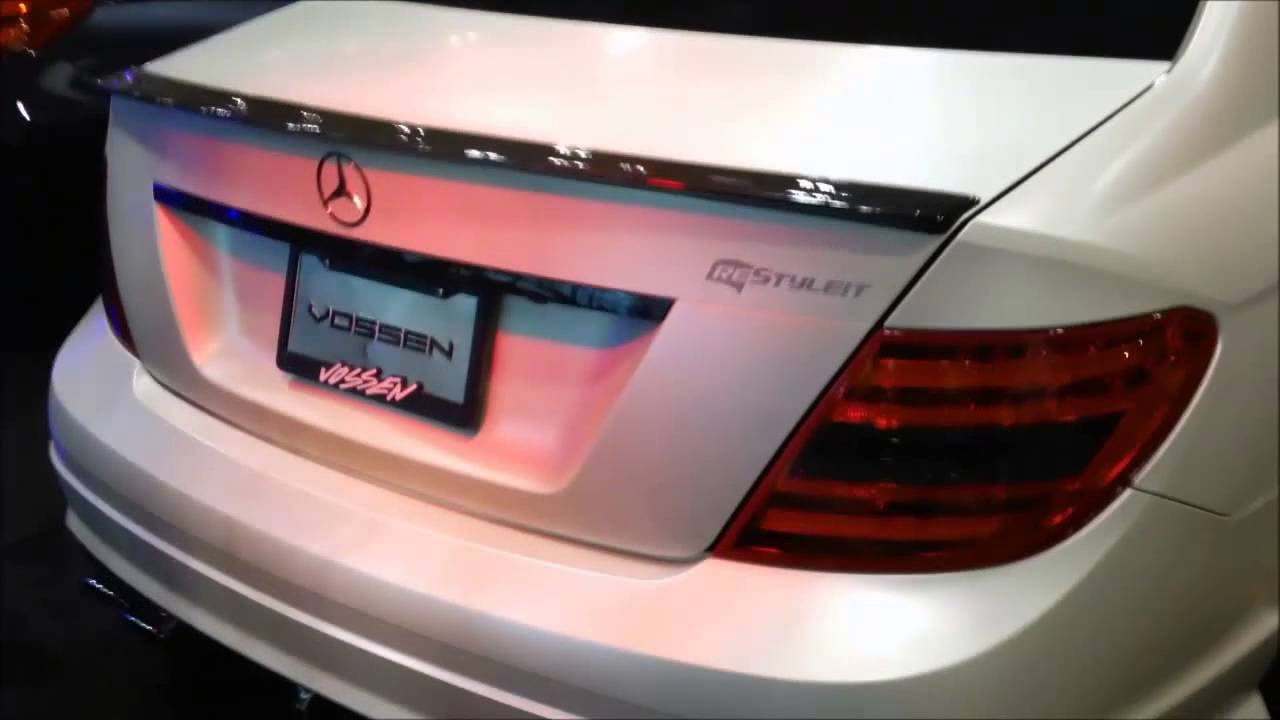 Matte White Mercedes C300 With Vossen Wheels And Carbon Fiber Lip - YouTube