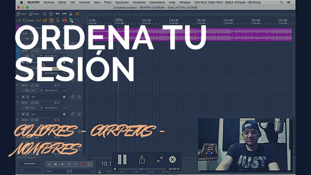 Como cambiar en Reaper color tracks, nombres , orden y carpetas ...