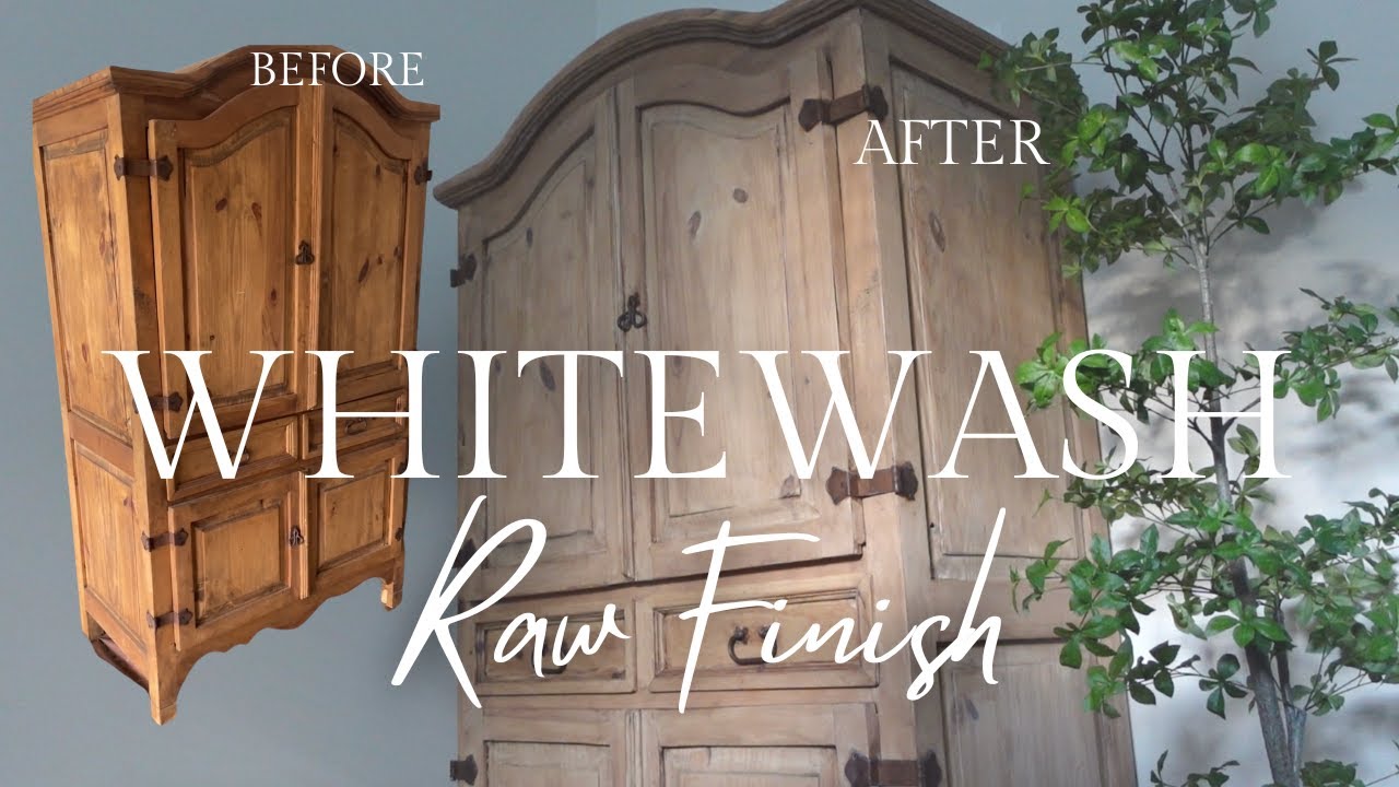 DIY: FURNITURE FLIP | HOW TO WHITEWASH AND RID THE ORANGE FINISH | 1ST ...