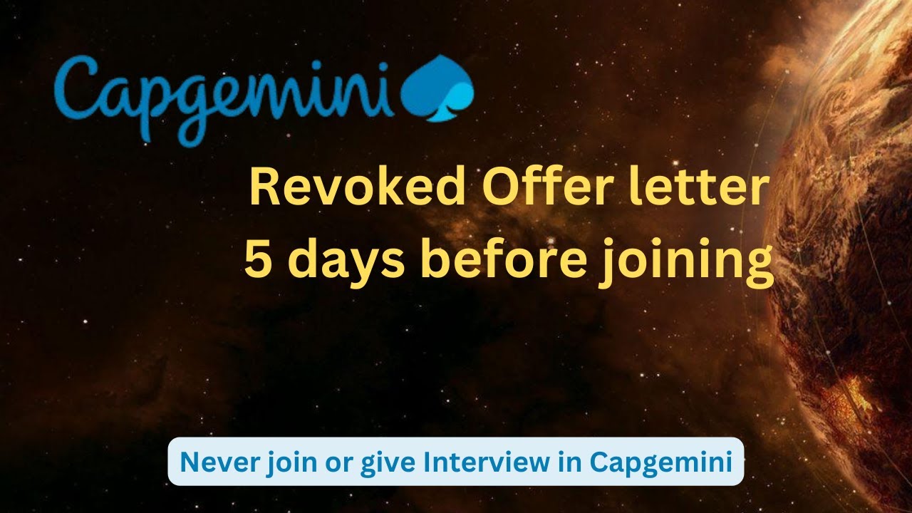 Capgemini revoked offer letter 5 days before joining - YouTube
