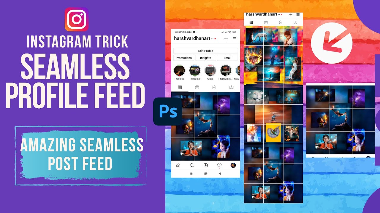 Seamless Instagram Feed Photoshop | Seamless Instagram Profile in ...