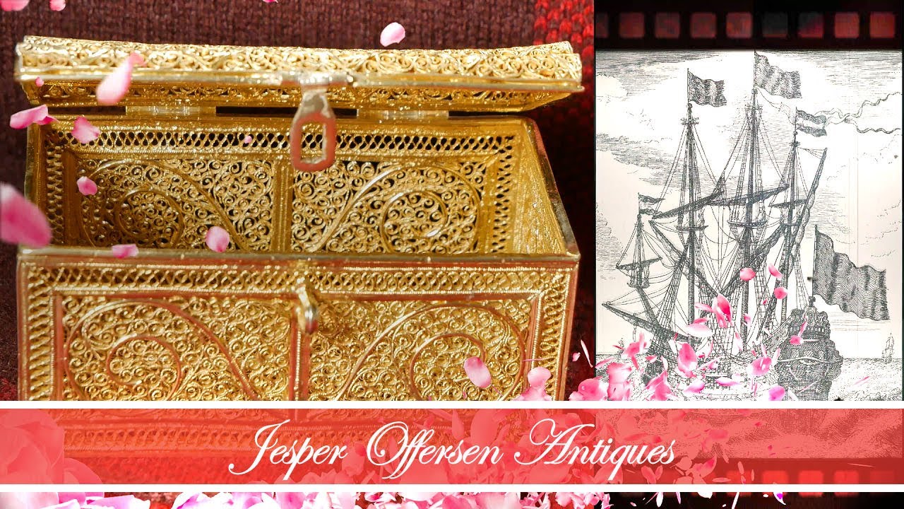 Filigree Box, Dutch East India filigree silver-gilt work or art ...