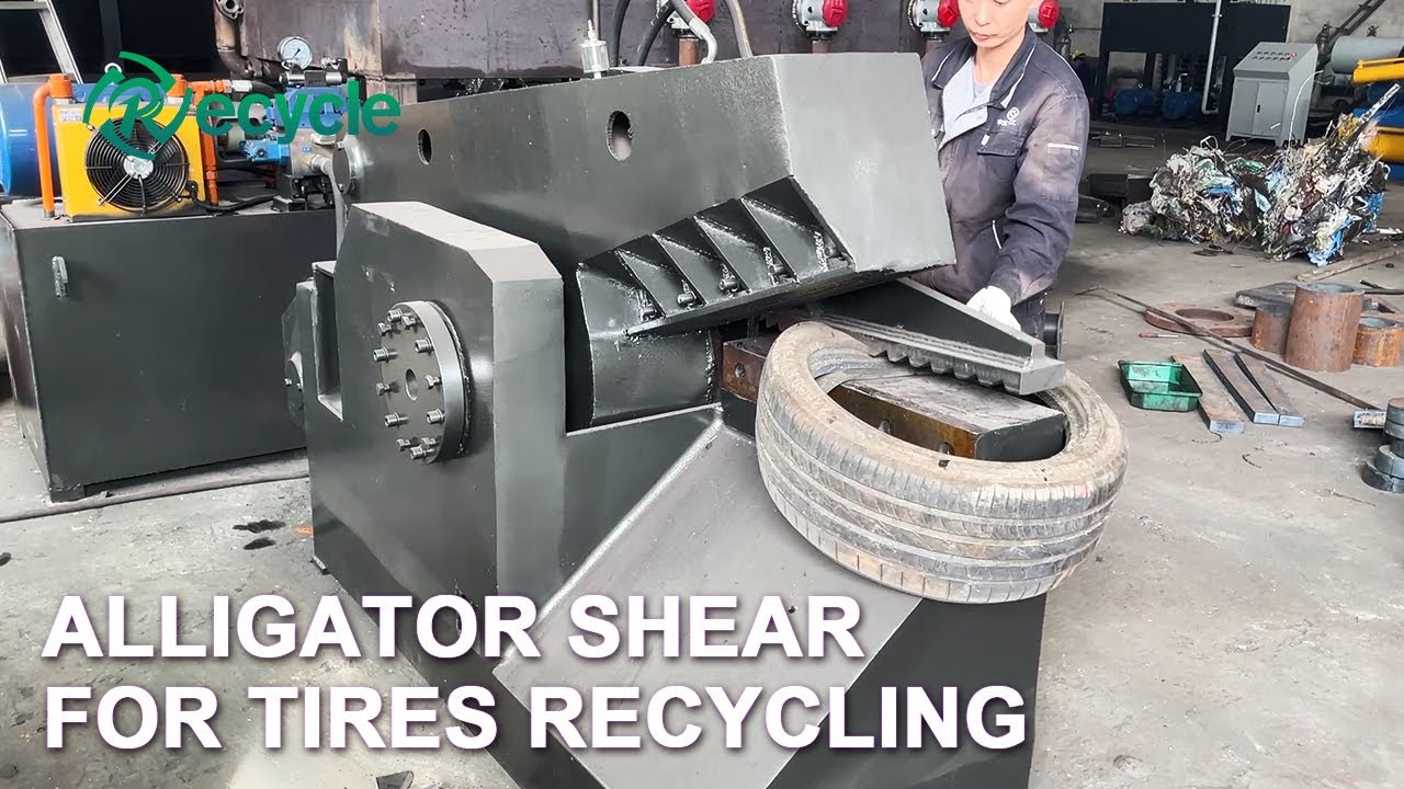 Tires Cutter Machine - Alligator Shear For Tires Recycling - YouTube