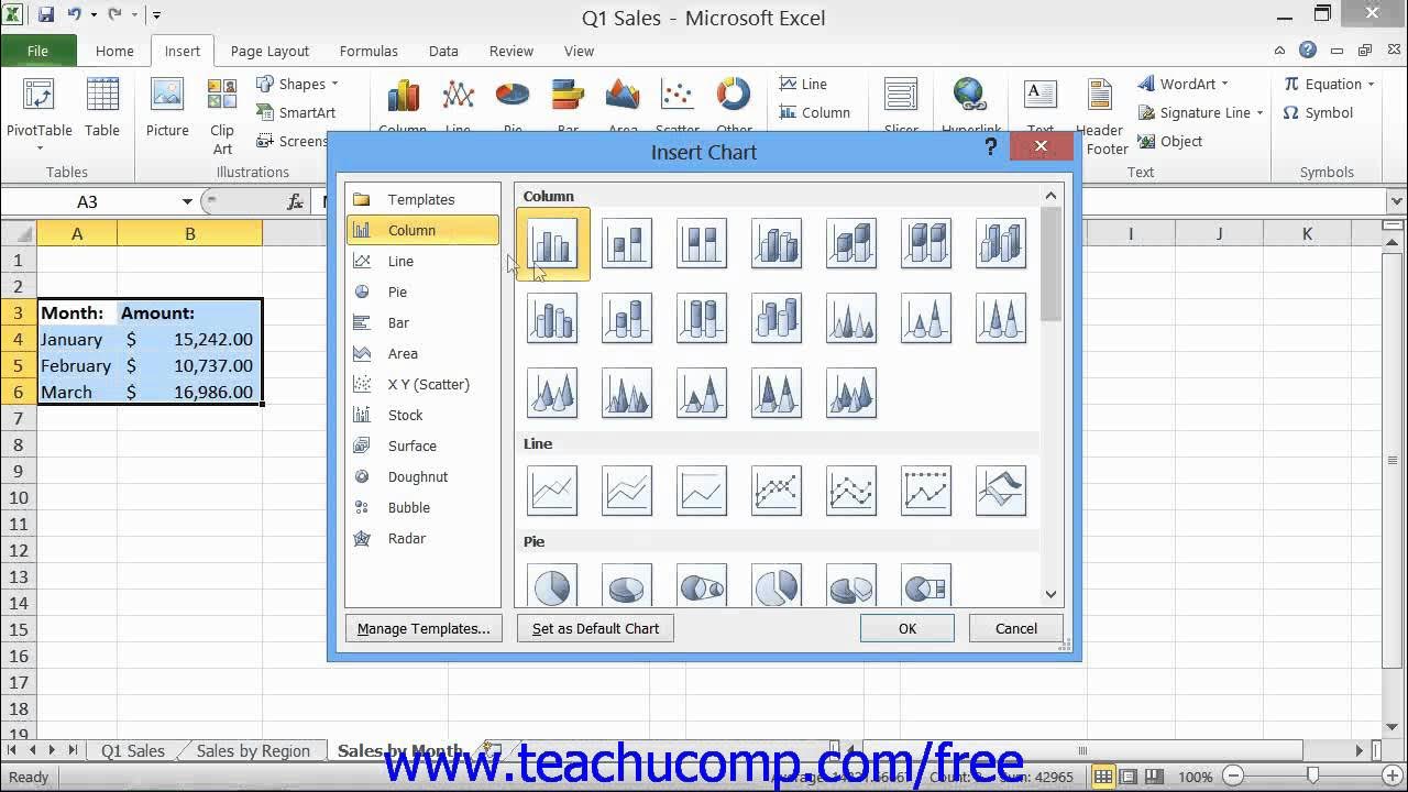 Excel 2010 Tutorial Creating Charts Microsoft Training Lesson 27.1 - YouTube