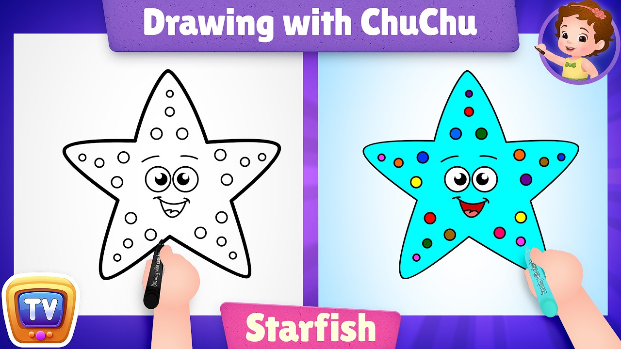 How to Draw a Starfish - Drawing with ChuChu – ChuChu TV Drawing for ...