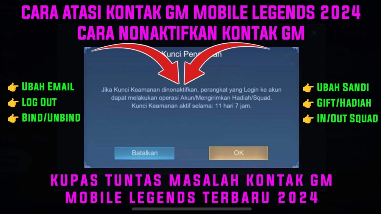 CARA MENGATASI KONTAK GM MOBILE LEGENDS 2024 | CARA NONAKTIFKAN KONTAK GM ML | ATASI KONTAK GM ...