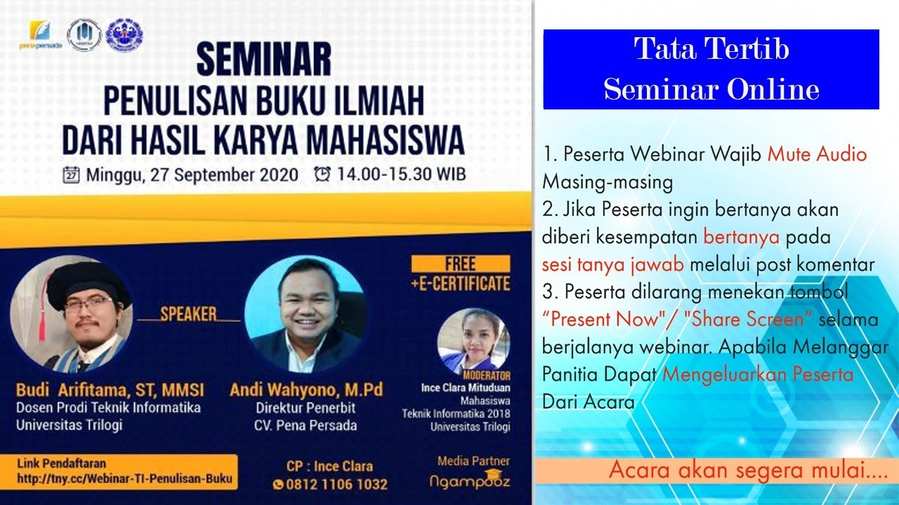 Seminar Penulisan Buku Ilmiah Dari Hasil Karya Mahasiswa - YouTube