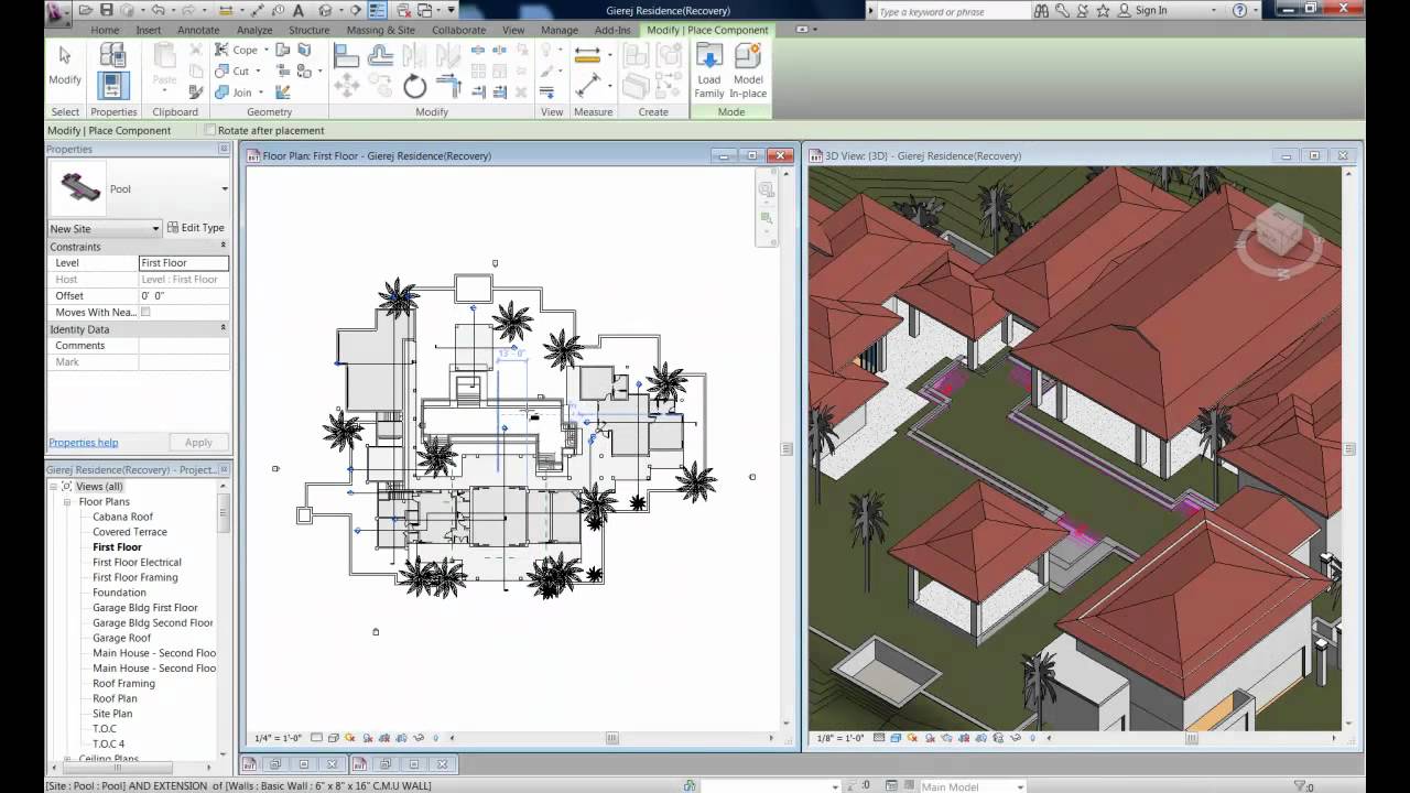 Revit Architecture 2012 - Custom Pool and then Rendered - YouTube