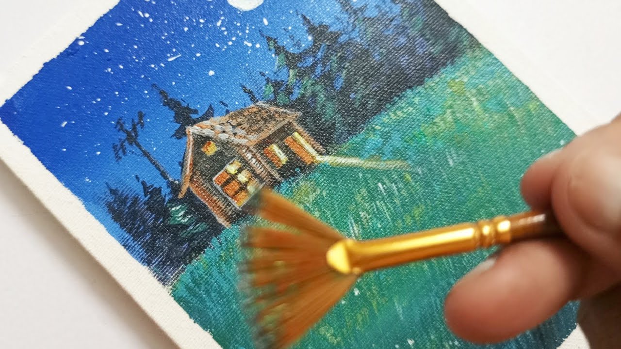 Night sky painting tutorial for beginners| acrylic painting| step by ...