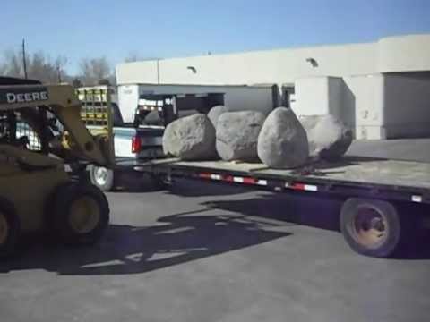 2,000 Pound (907 kilogram) boulders being unloaded for landscaping in ...