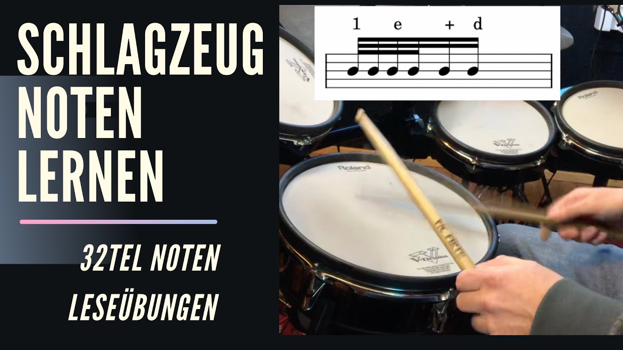 wie spielt man 32 tel Noten am Schlagzeug mit Leseübungen - YouTube