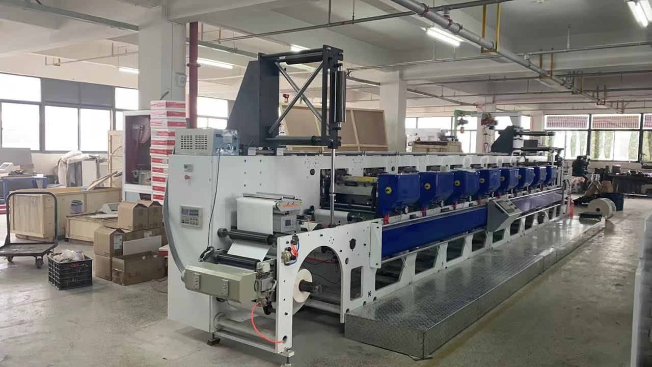 Double servo inline flexo printing machine - YouTube