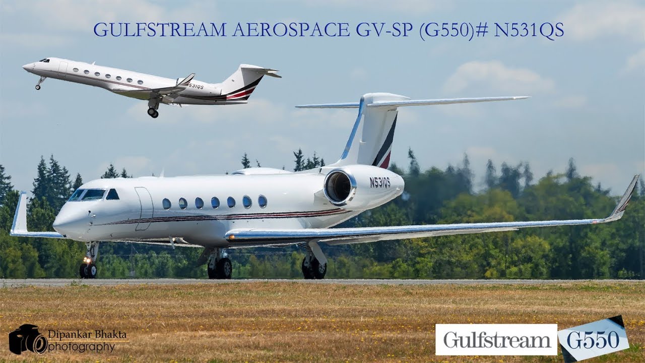Gulfstream GV-SP G550 (N531QS) business jet taking off at Paine field ...
