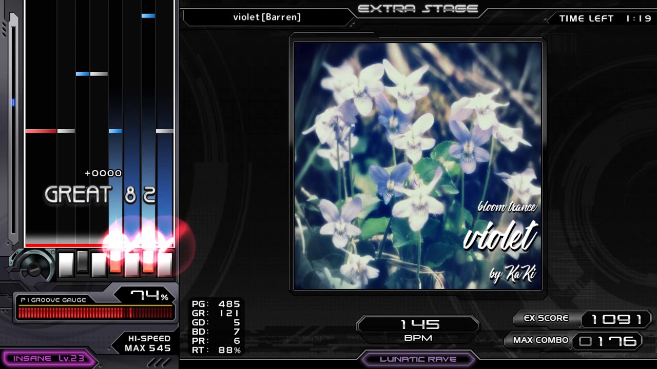 Lunatic Rave 2: violet [Barren] st4 ⊰Hard Clear⊱ - YouTube