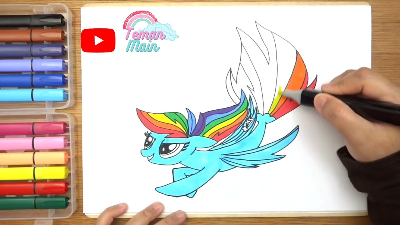 Menggambar dan Mewarnai Kuda Poni Puteri Duyung Rainbow Dash | Draw ...