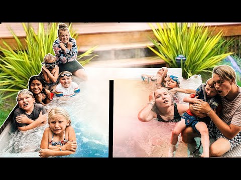 LAST to LEAVE the HOT TUB wins BABY CHICKS!! Large Family CHALLENGE!!