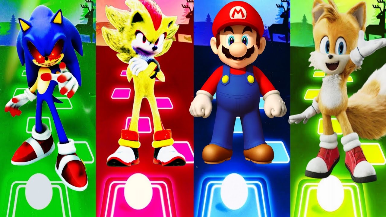 Sonic The Hedgehog Vs Knuckles Vs Super Mario Vs Tailes Tiles Hop EDM ...