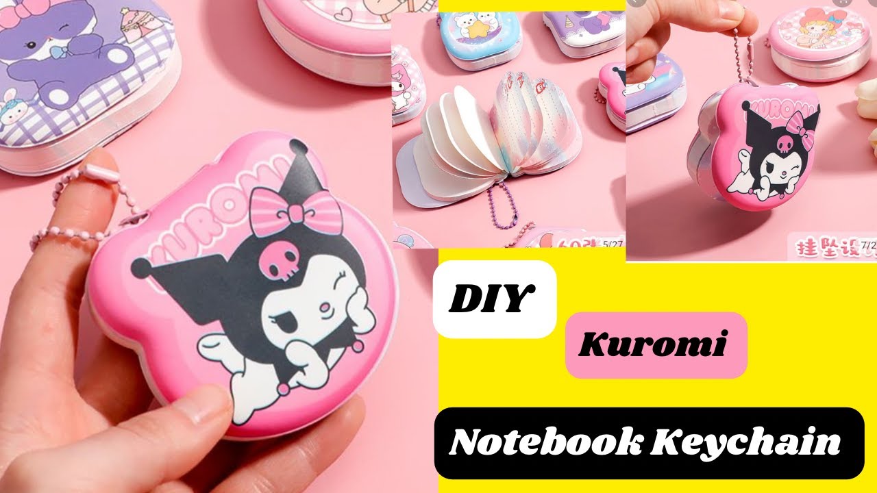 DIY Sanrio Kuromi Notebook Keychain/ How to Make Cute Mini Notebook ...