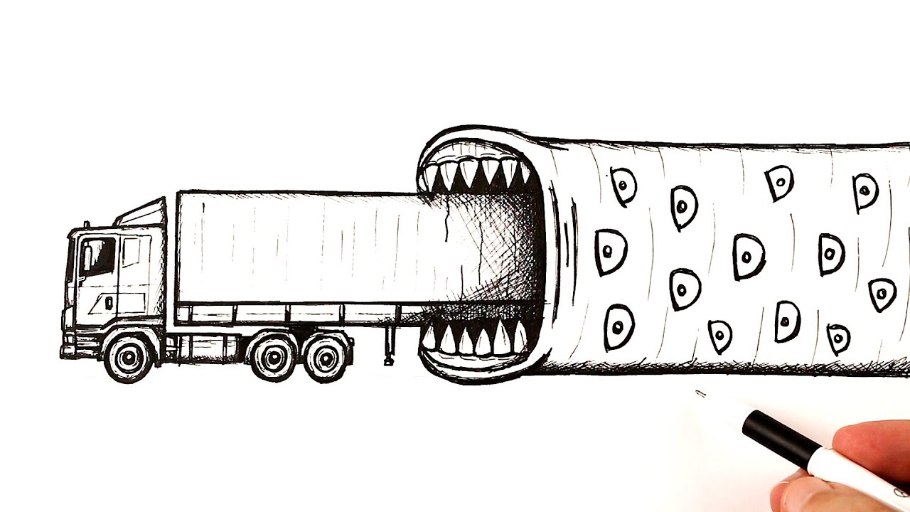 How to draw a Train Eater attacking Truck - YouTube