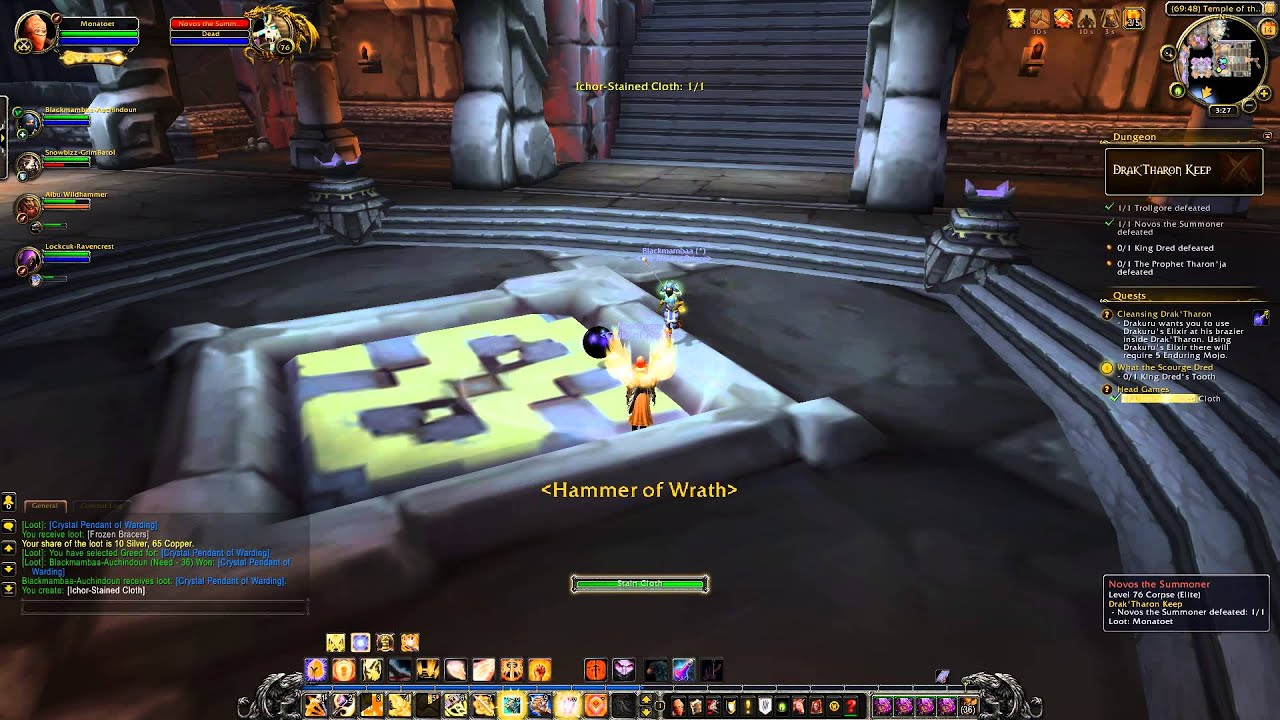 Drak'Tharon Keep complete dungeon with quests (WoW, human, paladin ...