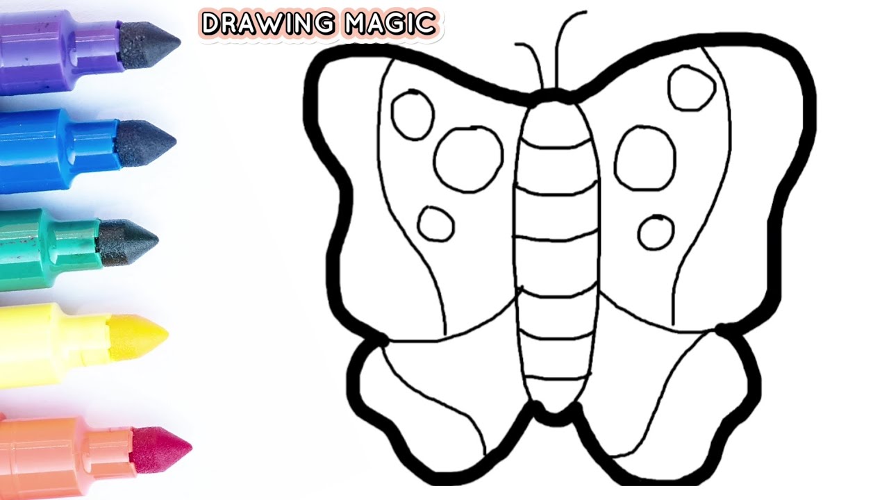 Draw and Coloring Butterfly for kids| Menggambar dan Mewarnai untuk ...