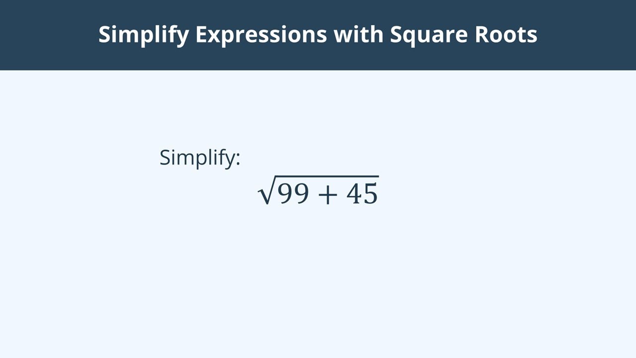 Simplify Expressions With Square Roots - 1 - YouTube