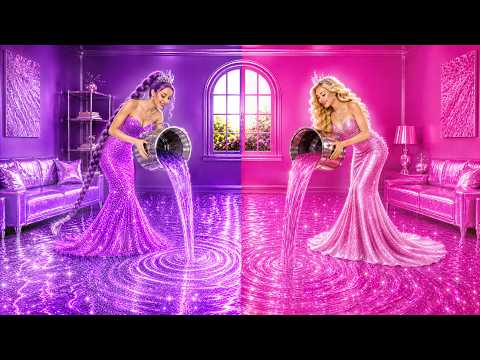 How To Build Pink Vs Purple House | One Colored Challenge by DiLi World