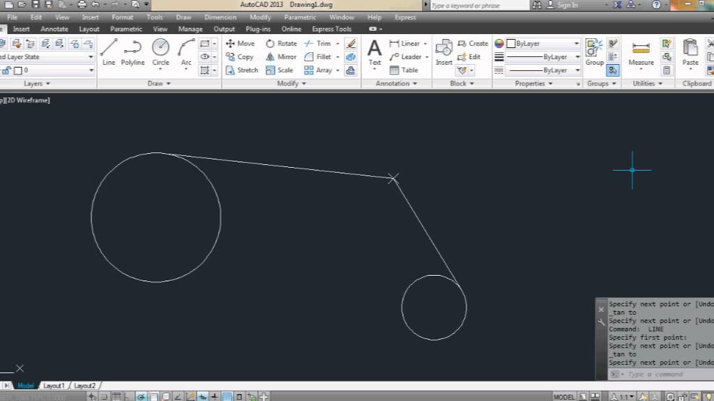 AutoCAD - Tutorial - Línea tangente a uno o dos círculos - YouTube
