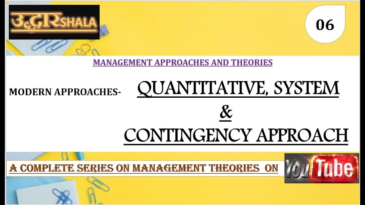 MODERN APPROACH- QUANTITATIVE, SYSTEM & CONTINGENCY APPROACH - YouTube