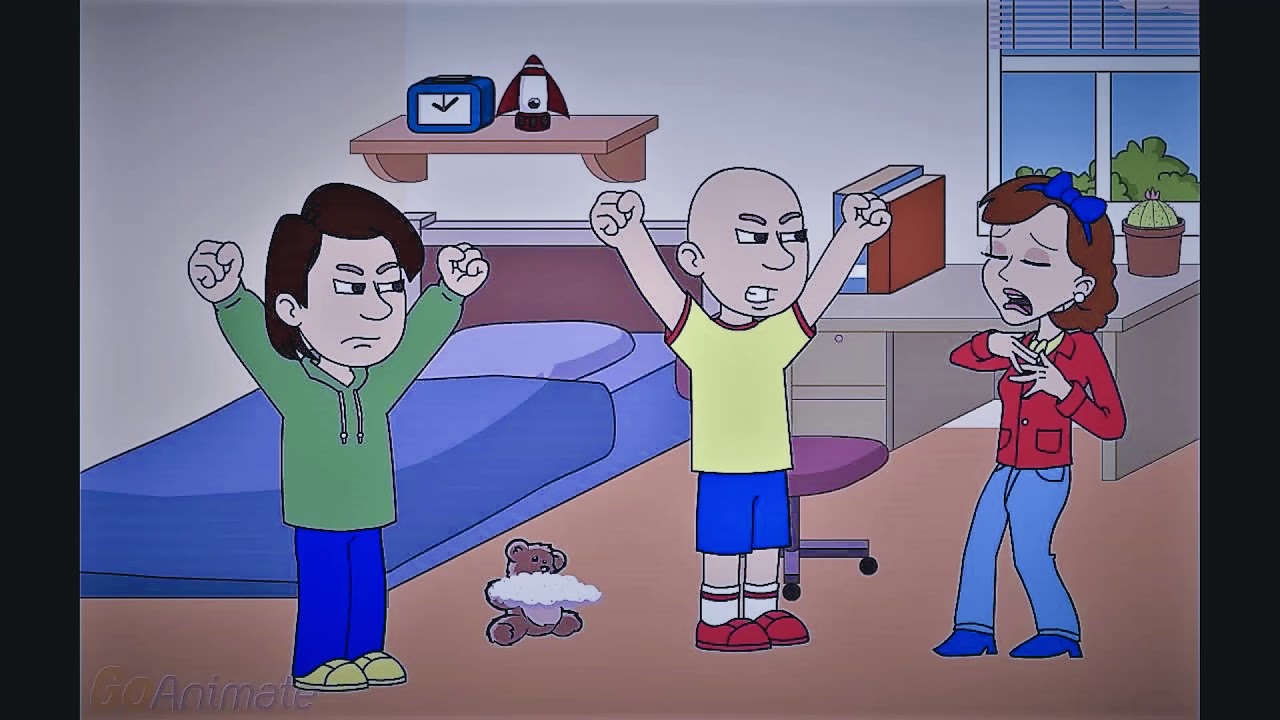 Doris smashes Caillou's teddy and gets grounded - YouTube