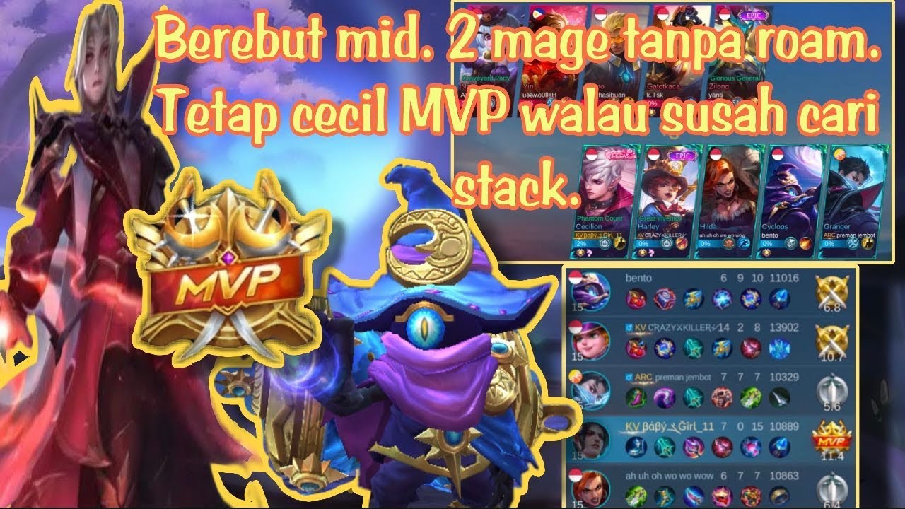 Berebut mid dirank. 2 mage tanpa roam. tetep cecil MVP walau susah cari ...